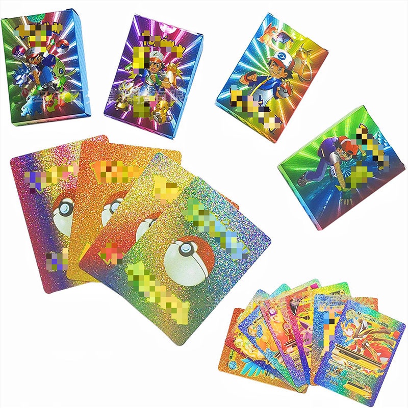 55PCS Pokemon Cards Trading Card Game Collection English Version Metal ...