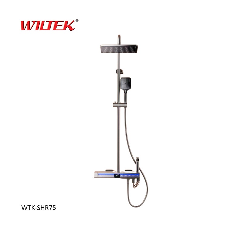 Gunmetal 4 Ways Bath Expose Shower Mixer LED Light with Thermo (WTK ...