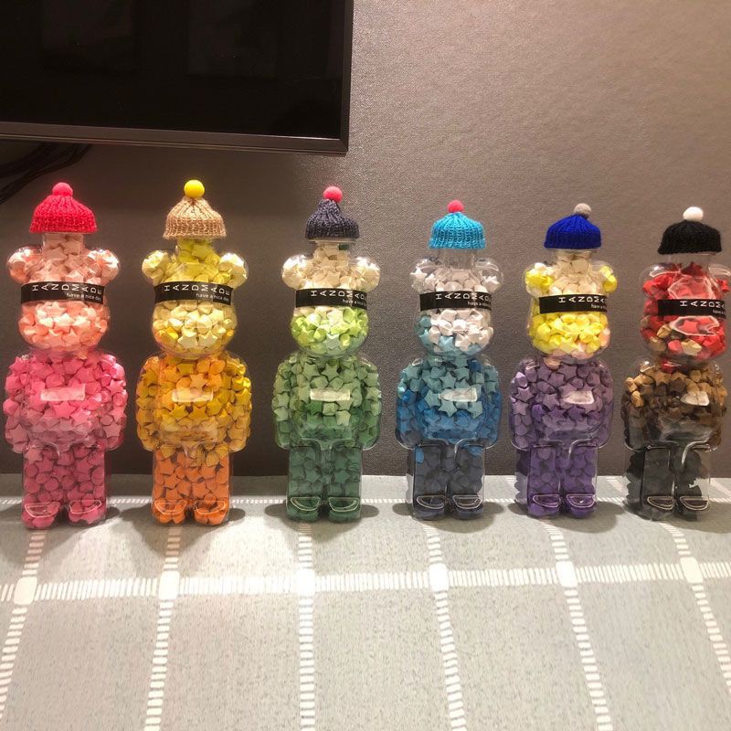Stars Origami Violent Bear Plastic Bottle 520 Paper Folding Jar Good ...