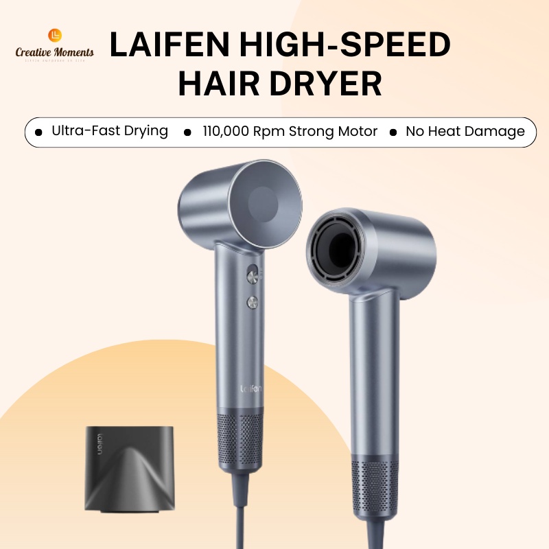 Laifen Hair Dryer LF03 Swift High Speed Fast Drying 110000 RPM Thermo-Control Low Noise Laifen ...