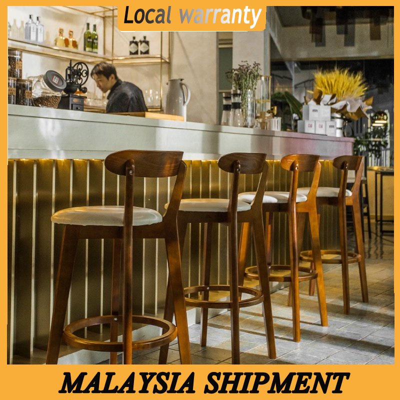 Home Solid Wood Bar Chair Solid Wood High Stool Bar Stool Front Desk ...