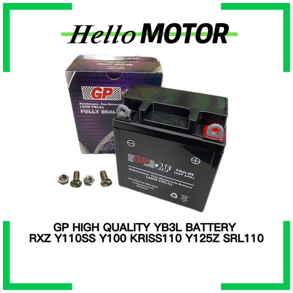 GP HIGH QUALITY YB3L BATTERY RXZ Y110SS Y100 KRISS110 Y125Z SRL110 ...