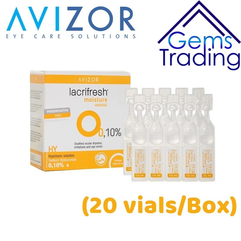 Avizor Lacrifresh Moisture 0.10% Unidose Eye drops Sodium Hyaluronate ...
