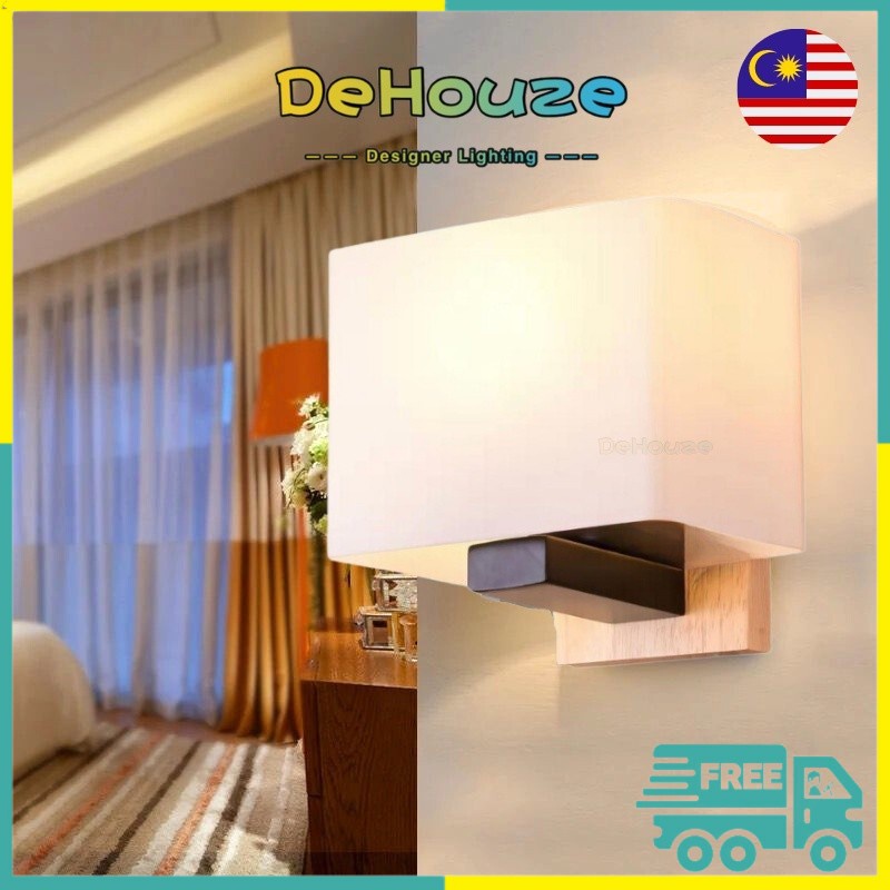 DeHouze Japanese Sconce Modern Muji Wall Lights Wood Style Bedside ...