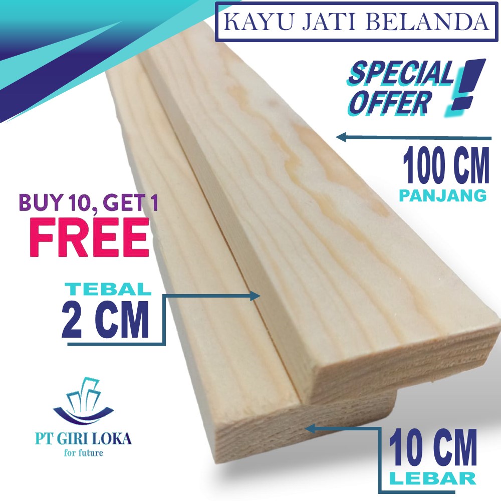 KAYU Dutch Teak Wood Plank Pine Wall Shelf Smooth Beam Kaso Reng Length ...