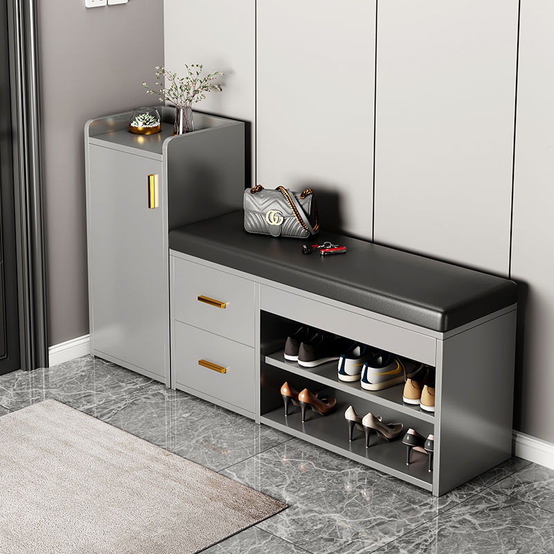 READY STOCK Shoe Cabinet with Cushion Sofa Shoe Rack Modern Wooden ...