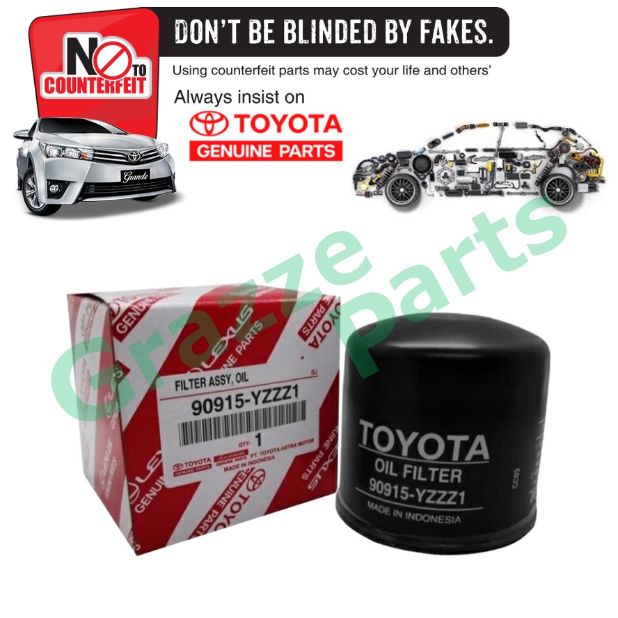 Toyota Original Oil Filter for 90915-YZZZ1 / 90915-TE001 Toyota Unser 1 ...