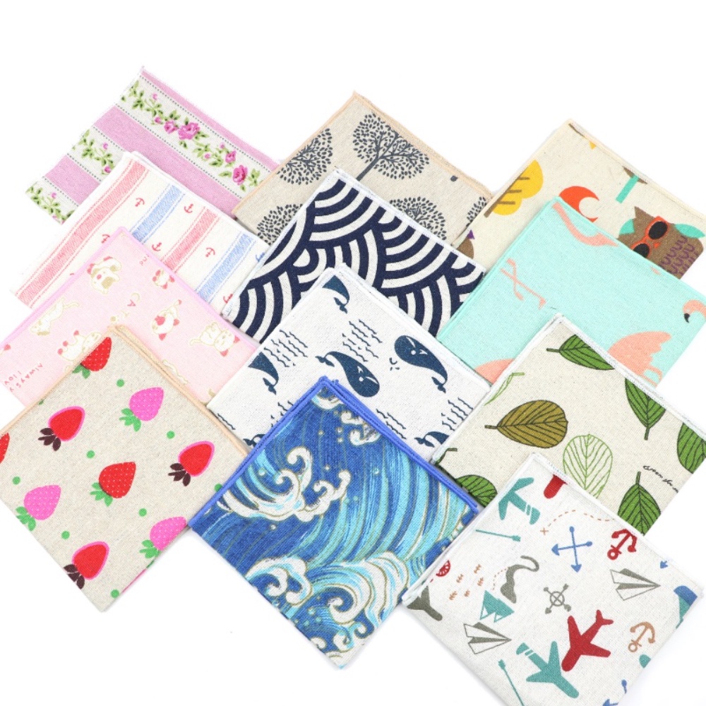 ZONFAZ Mens Cute Handkerchief Cartoon Fashion Linen Pocket Square Cat ...