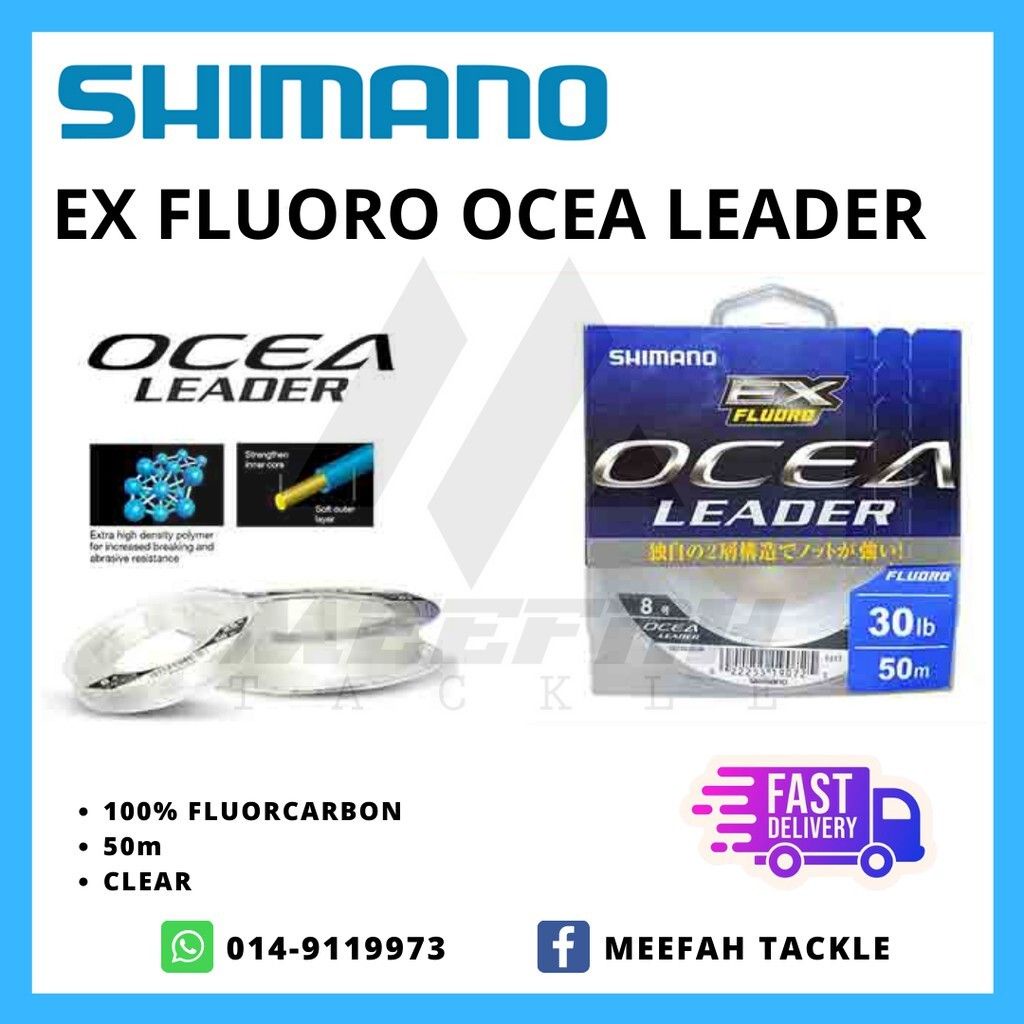 SHIMANO Ocea Leader 100% Fluorocarbon FC Leader - Leader Fishing Line ...