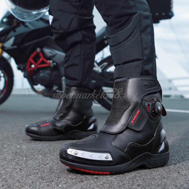 New Fashion Leather Motorcycle Shoes Men Motorcycle Riding Boots ...