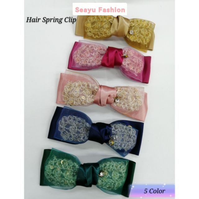 🔥READY STOCK🔥New Fashion Girl Hair Spring Clip Clamp Ribbon | Shopee ...