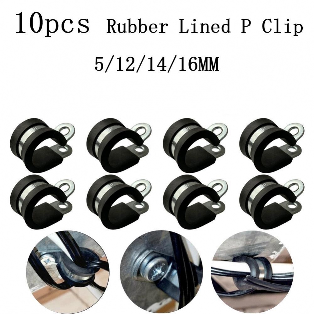 10*- Rubber Lined P Clips Cable Mounting Hose Pipe Clamp Stainless ...