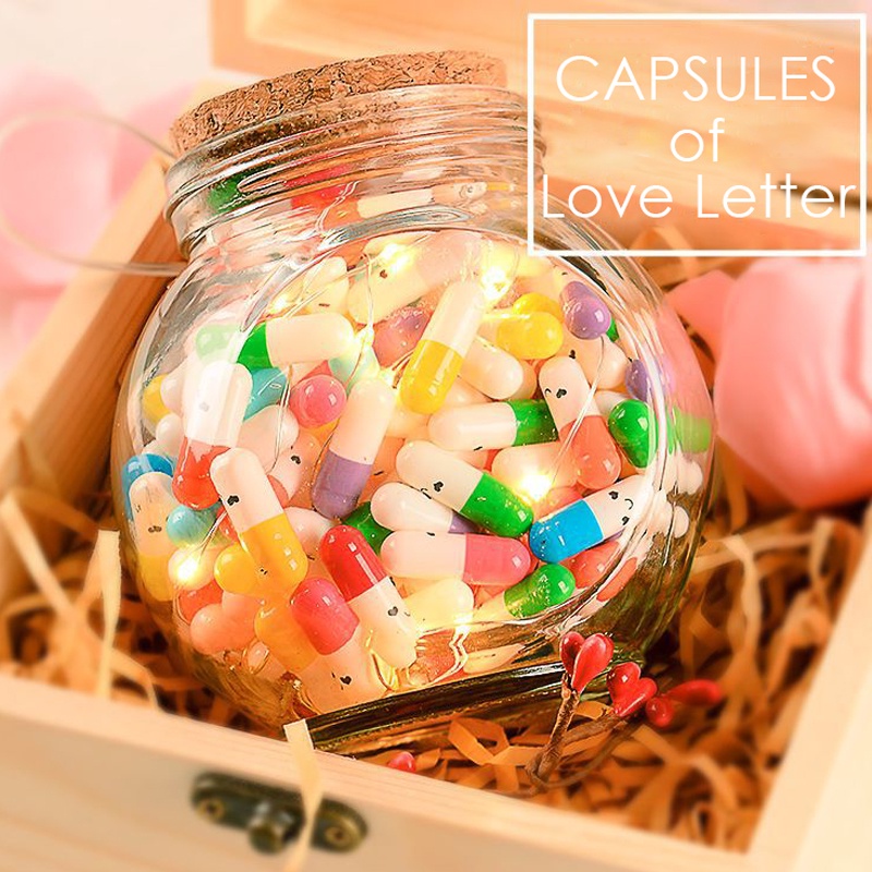 100PCS Message Capsules with Tiny Scroll Cute Smiley Love Letters Pills ...