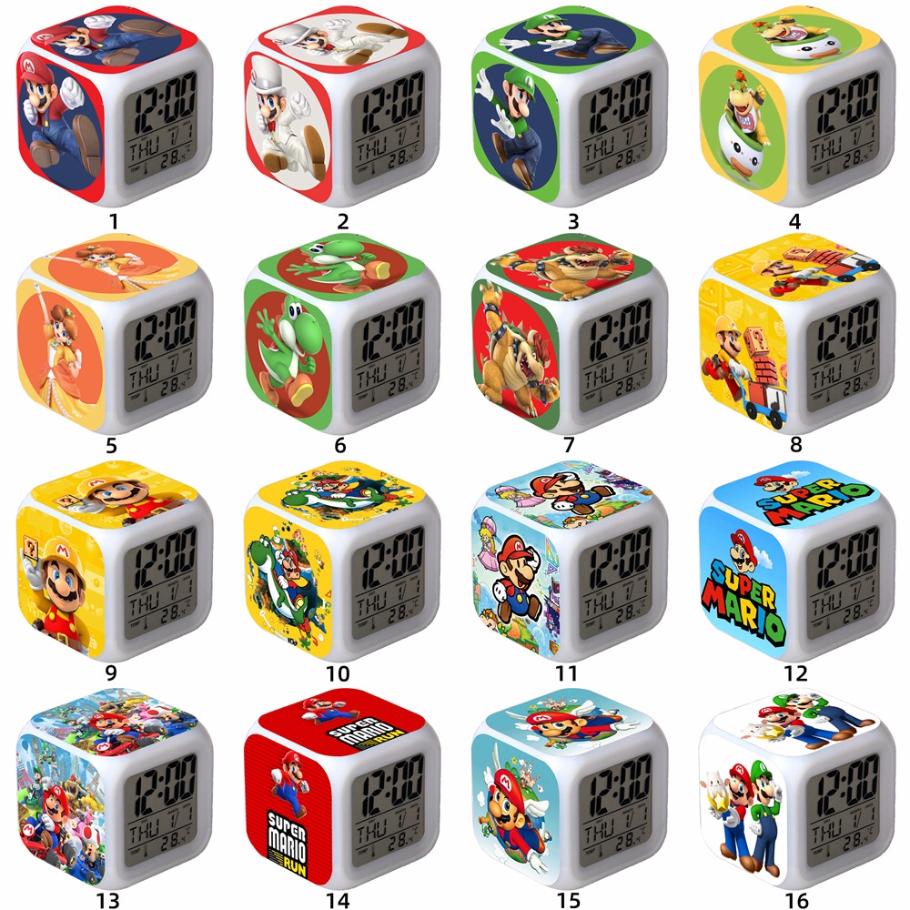 Super Mario Themed Colorful Clock with LED Display and Alarm Function ...