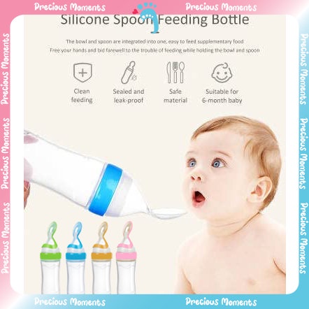 PM Baby Soft Silicone Squeeze Spoon Feeding Bottle Easy Feeder Spoon ...
