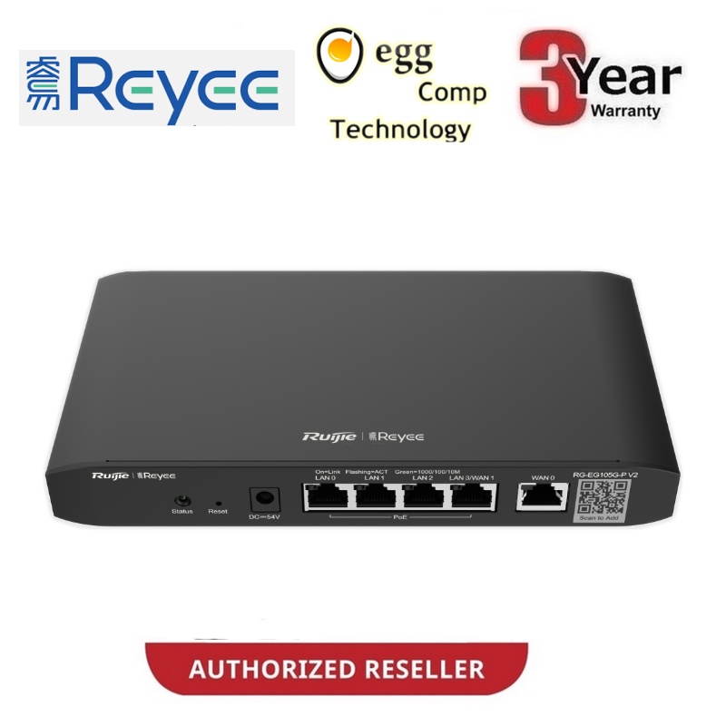 REYEE 5-PORT GIGABIT POE CLOUD MANAGED ROUTER - 600Mbps [RY-RG-EG105G-P V2] | Shopee Malaysia