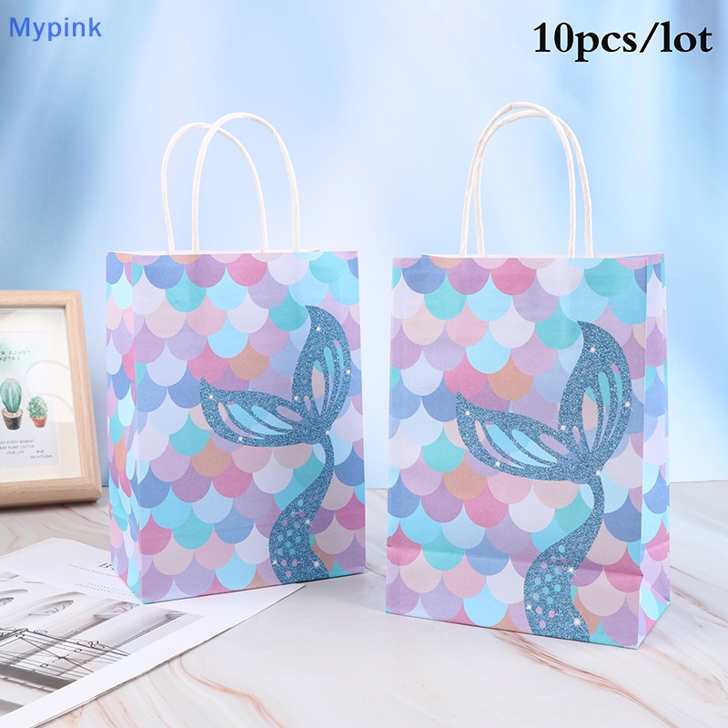 Mypink 10Pcs Mermaid Tail Paper Gift Bags Mermaid Theme Party Candy ...