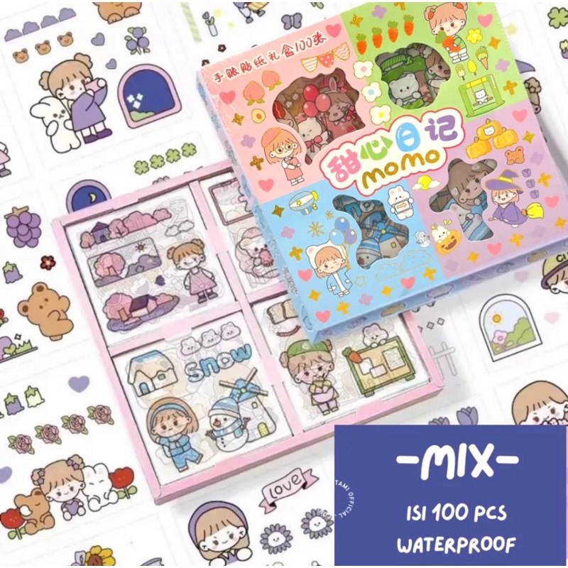 Bop MOMO RAINBOW STICKERS 4 COLORS CONTENTS 100 SHEETS / BOX WATERPROOF ...