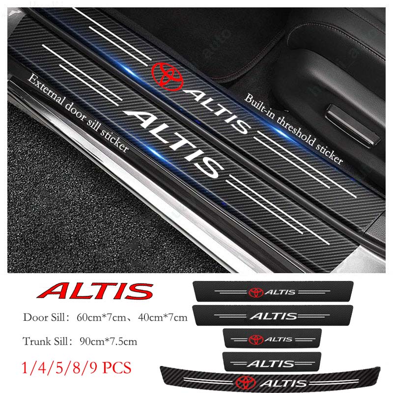 Toyota Corolla Altis Car Door Sill Sticker Anti-Scratch Carbon Fiber ...