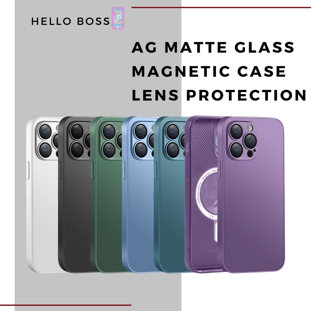 AG Wireless Magnetic Matte Glass Case for Phone 11 12 13 14 Pro Max ...