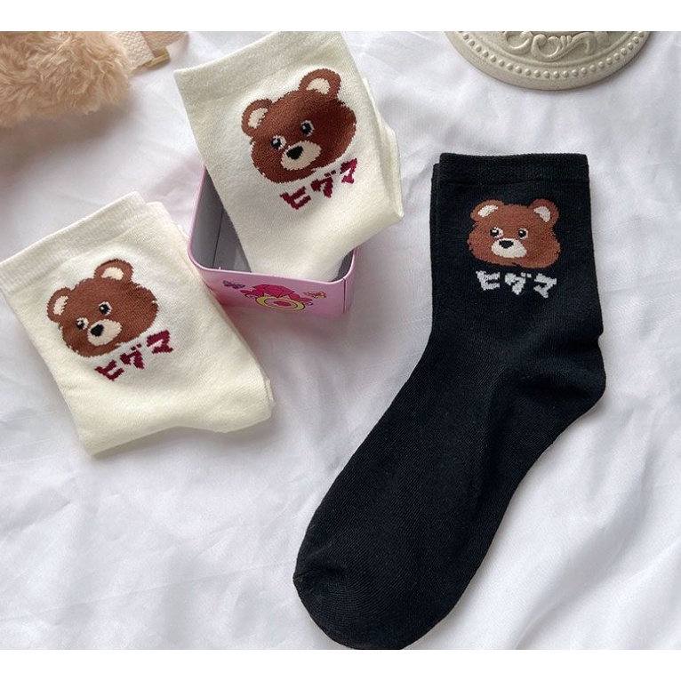 MALAYSIA READY STOCK!1 Pair Japanese Cute Big Brown Bear Logo Cartoon with Japanese Katakana ...