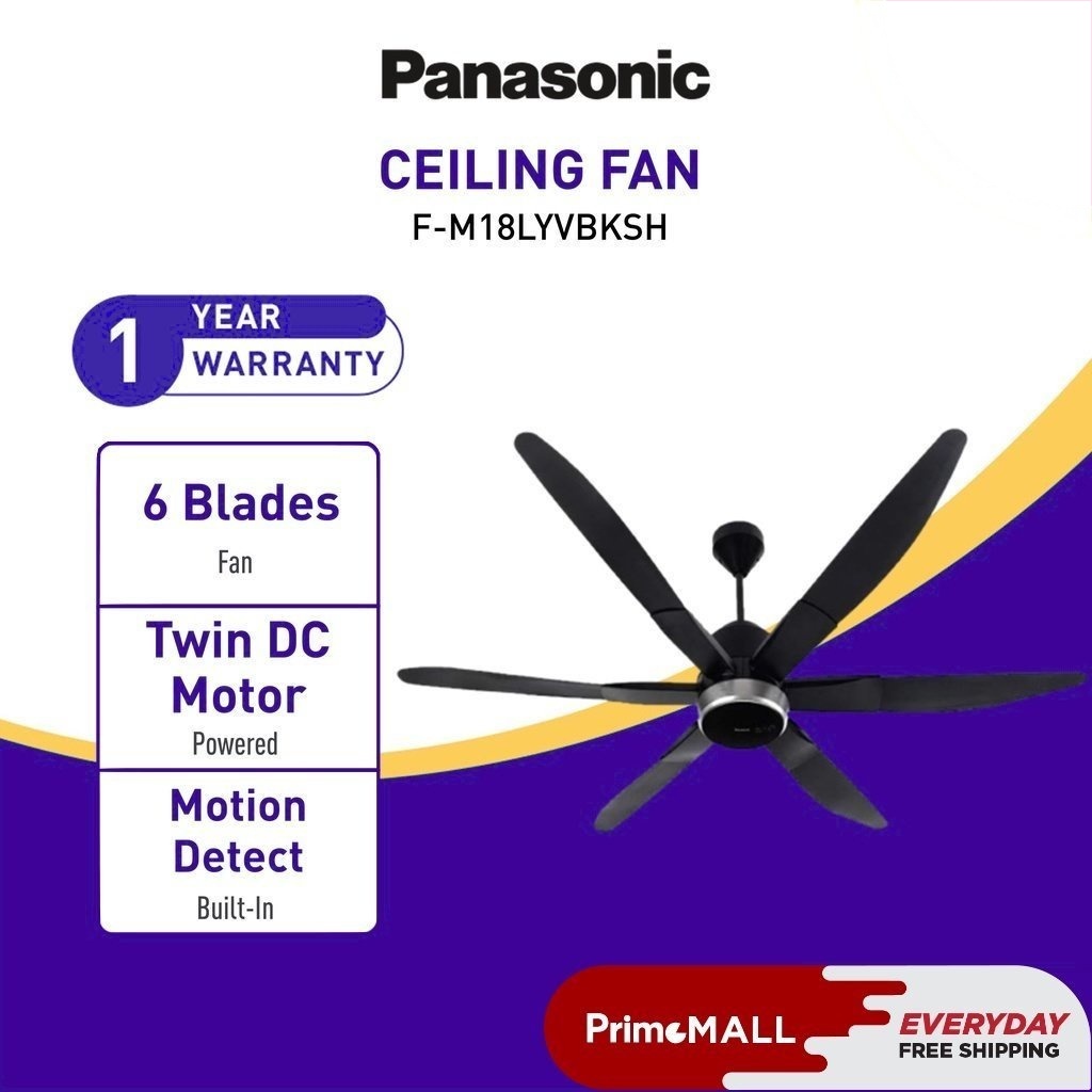 PANASONIC Ceiling Fan 6 Blade Pipe Type F-M18LY (70") DC Motor Yuragi ...