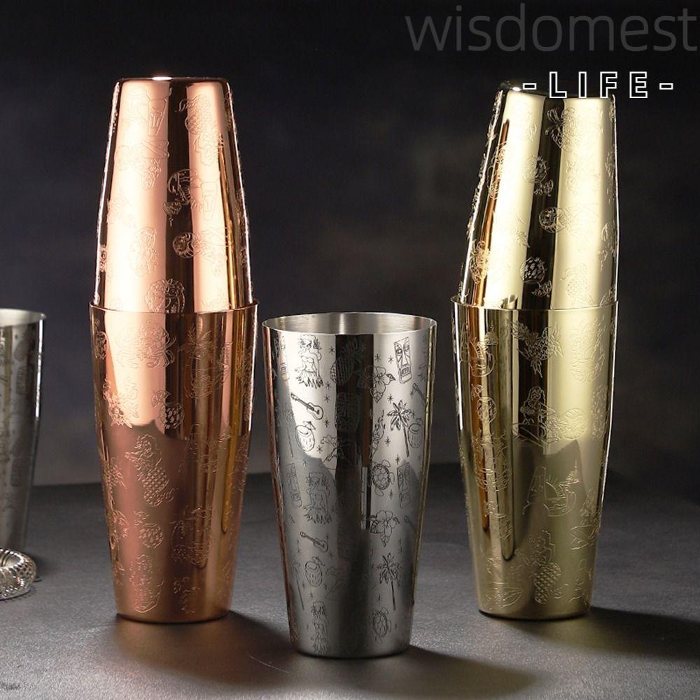 WISDOMEST1 750ml Cocktail Boston Bar Shaker Bar Tools Dual Design ...