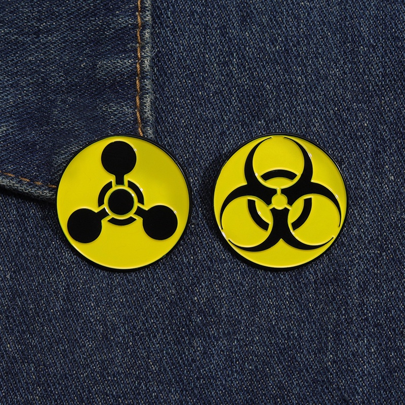 Cartoon Danger Symbols Enamel Pins Warning Logo Brooches Lapel Badges ...