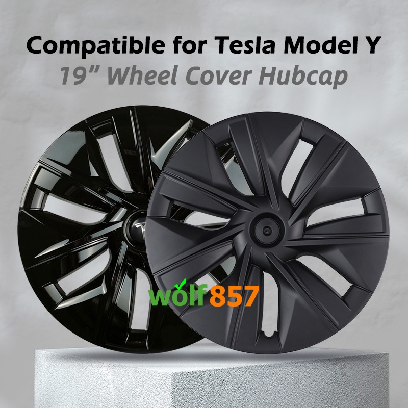 19" Wheel Hubcap Tesla Model Y Wheel Cover Hubcap 19 Inch Matte Black ...