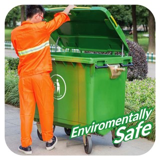 660L Tong Sampah Besar Hijau Bertutup Beroda Outdoor Dustbin with Wheel ...