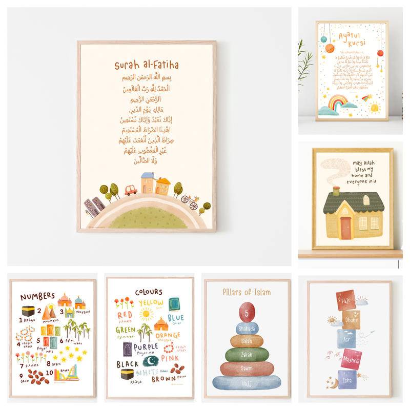 Daily Prayers posters Blessed Home canvas painting | Islamic Nursery ...