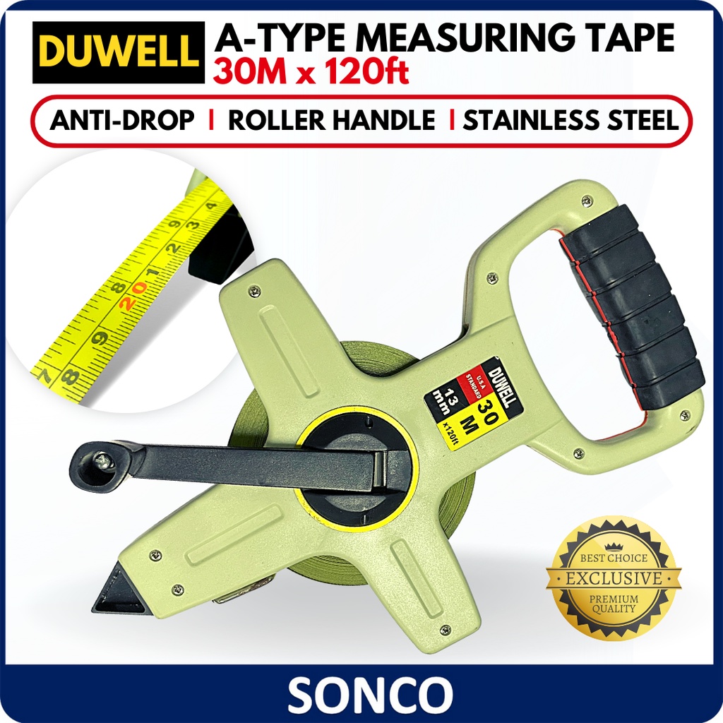 Duwell Measuring A-Type Tape Ruler 30m With 2 Reading Cm / Inch/ foot ...