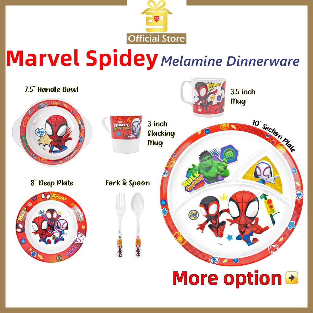 Marvel Spiderman Spidey Melamine Plate Bowl Mug Fork Spoon Kitchen ...