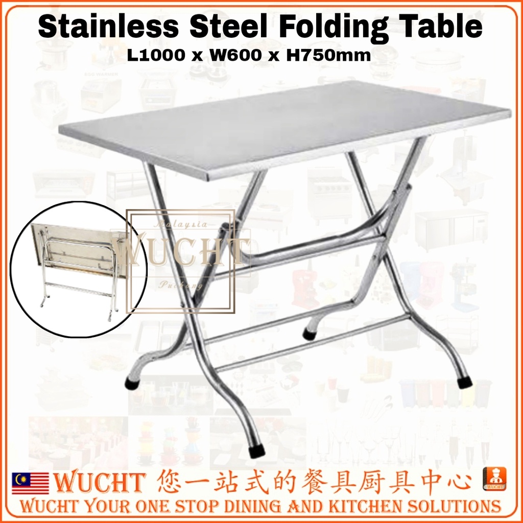 【WUCHT】2 x 3 feet Stainless Steel Rectangular Foldable Table Rectangle ...