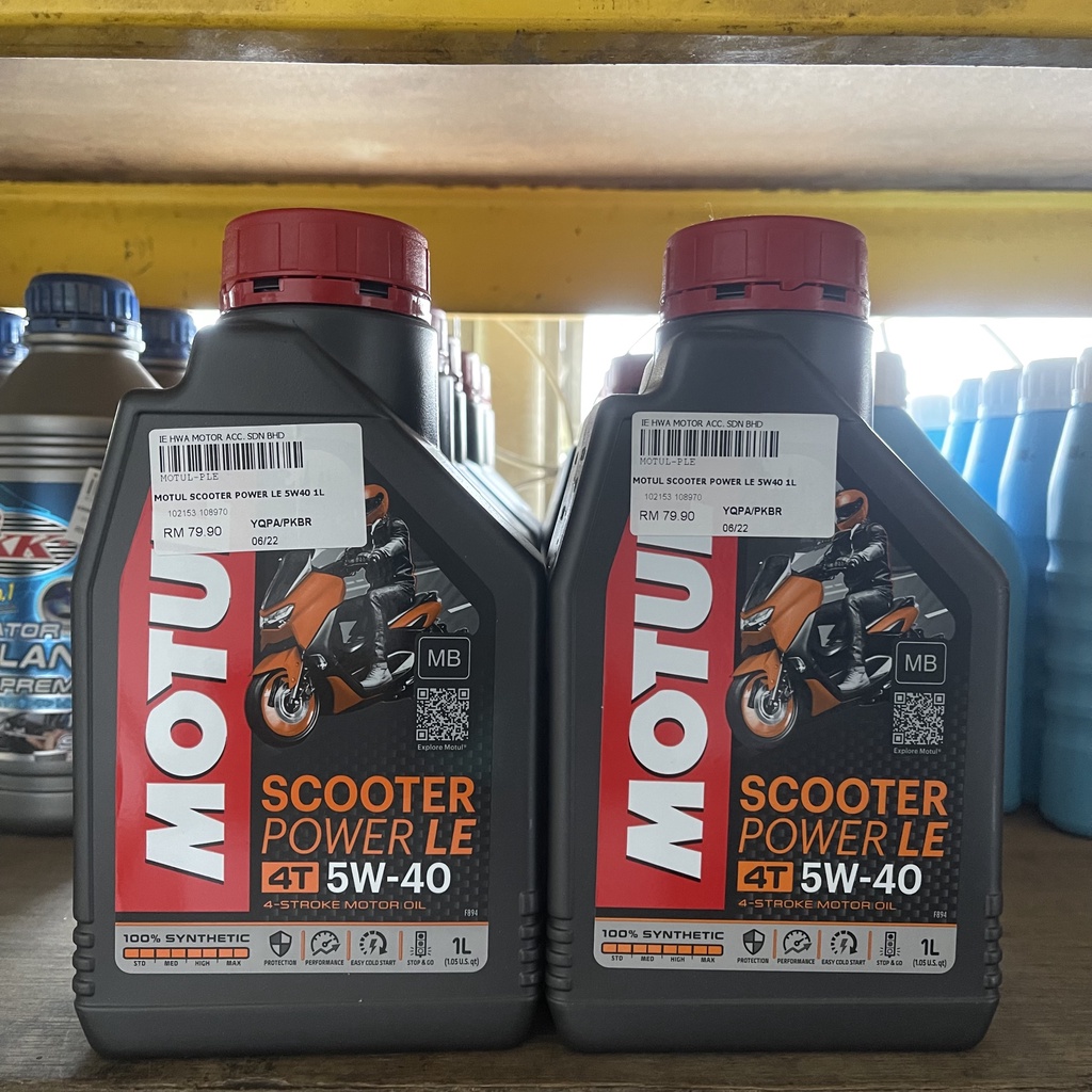 MOTUL SCOOTER POWER LE 4T ENGINE OIL 5W-40 5W 40 FULLY SYNTHETIC MINYAK ...