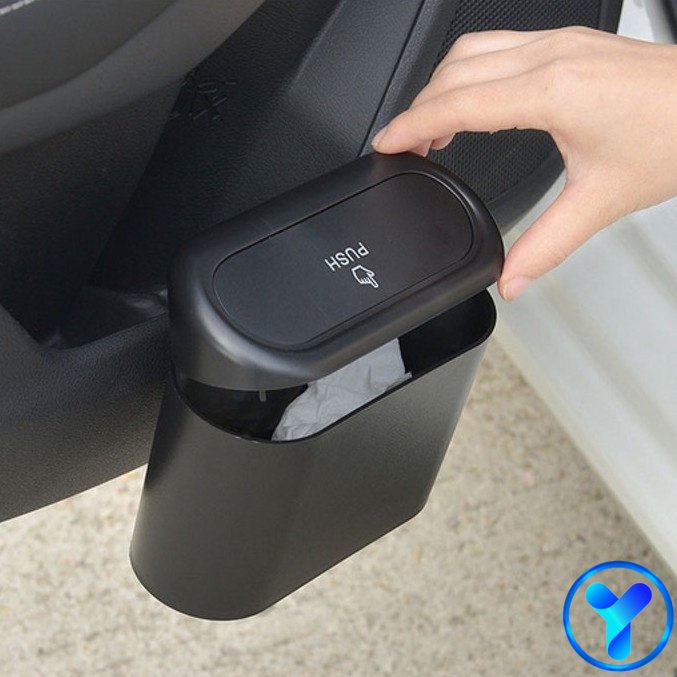 YAP Car Trash Bin, Black Abs Square Pressing Type Trash Can ,Hanging ...