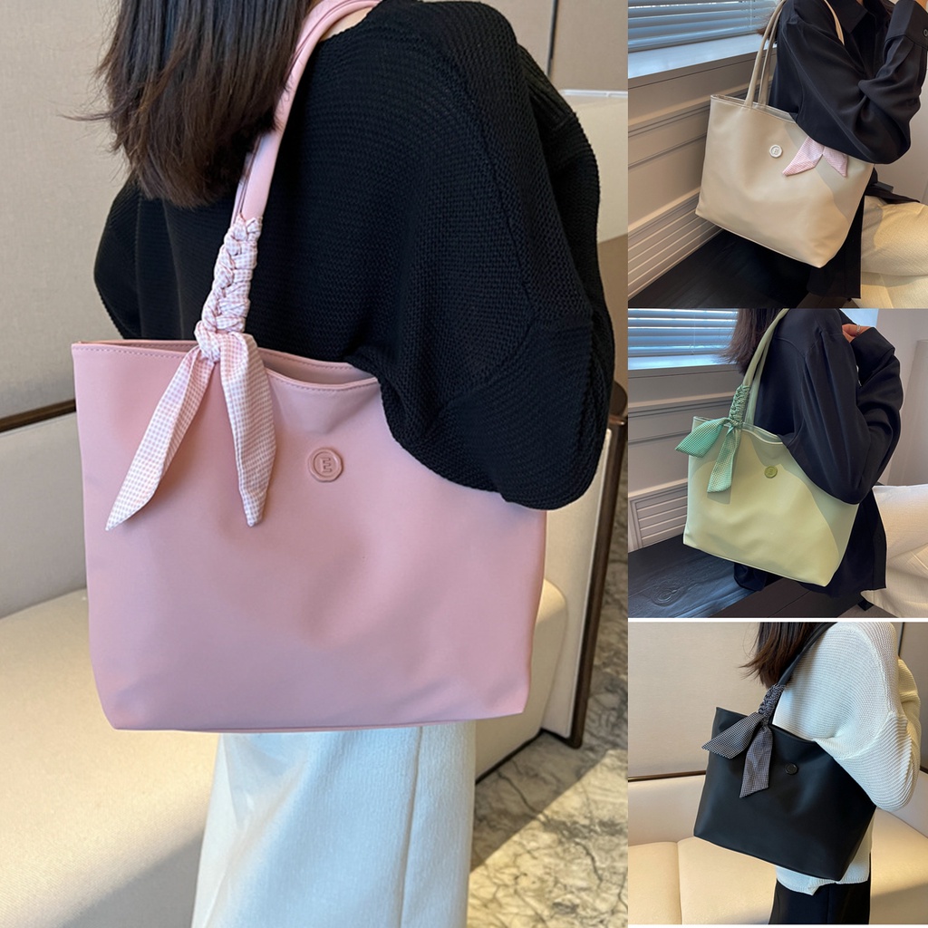 Korean Style Large Capacity Tote Bag for Women Solid Color Simple ...