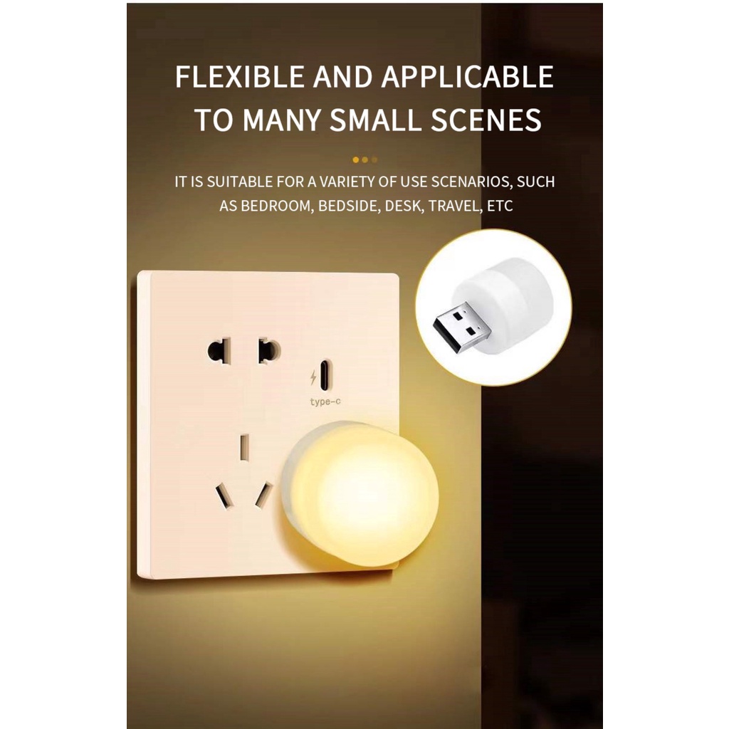 Mini USB Light Portable Super Bright LED Warm White Color Night Light ...