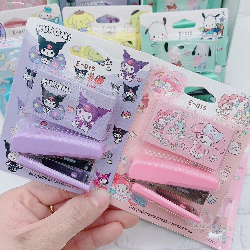 Sanrio stapler Cartoon Collection Mini Cute Kuromi Melody White Student Office Portable Desktop ...