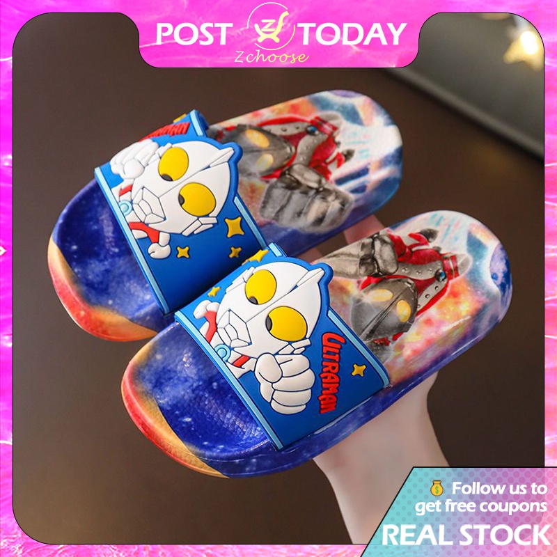 Ready Stock Kids Slippers Cartoon Front Ultraman Slippers Boy Girl ...