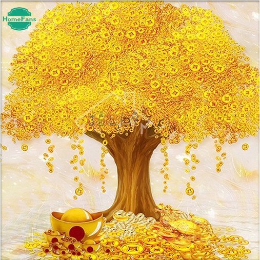 【HF】5D DIY Diamond Painting Full Drill With Money Tree Lucky and ...