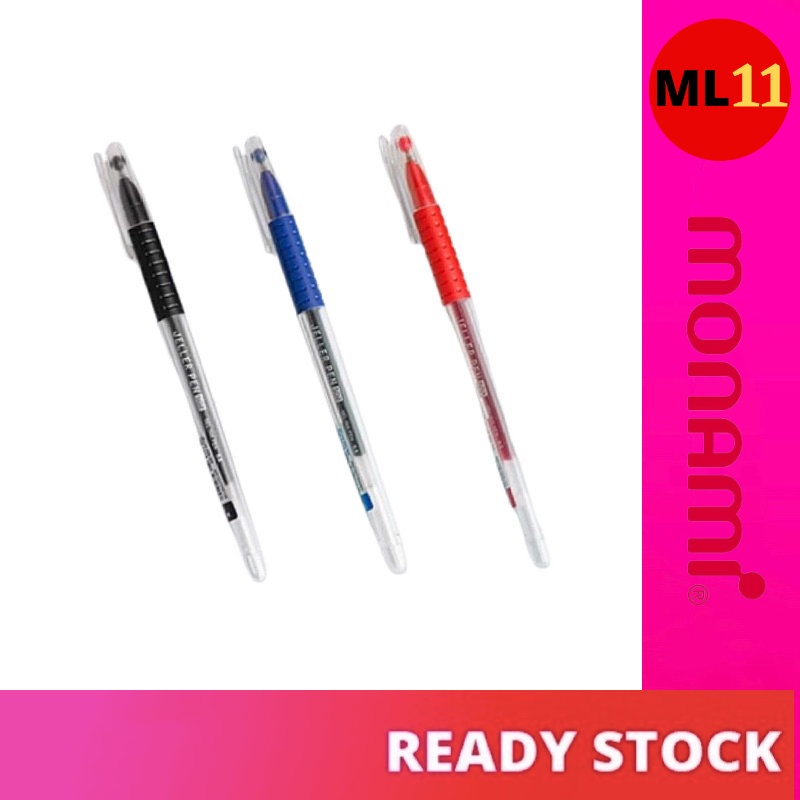 MONAMI Jeller Gel Ink Pen 502 (0.5mm) (Black / Blue / Red) | Shopee ...