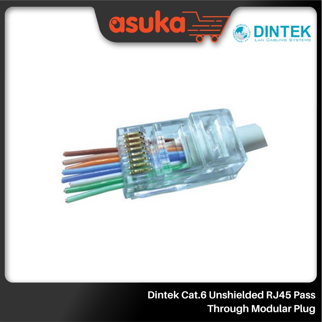 Dintek Cat.6 Unshielded RJ45 Pass Through Modular Plug (1501-88060 ...