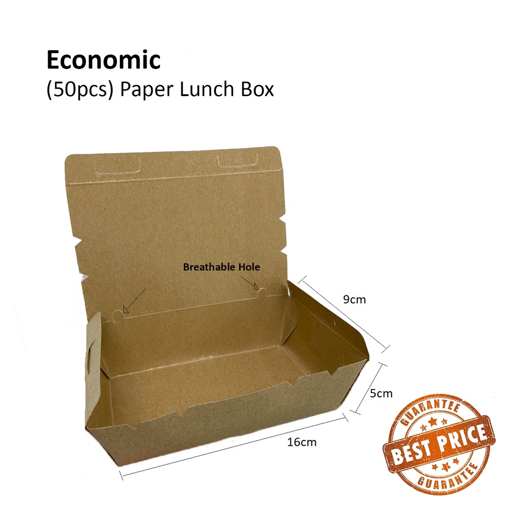 [50pcs] ECONOMIC Disposable Paper Lunch Box / Take Away Food Packaging ...