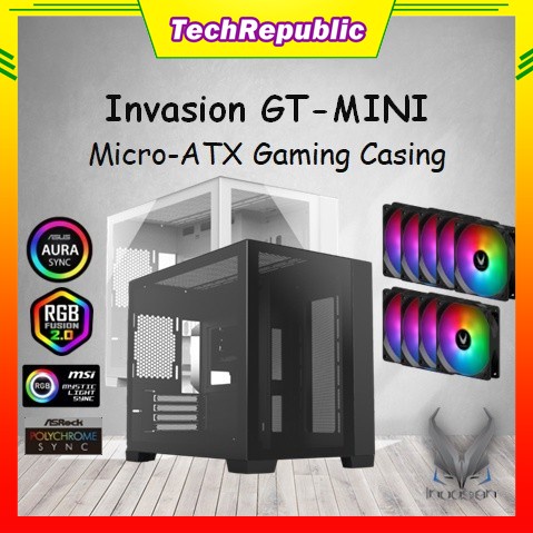 INVASION GT-MINI M-ATX CASING / CASE / CHASSIS WITH 9 ARGB FAN ( BLACK ...