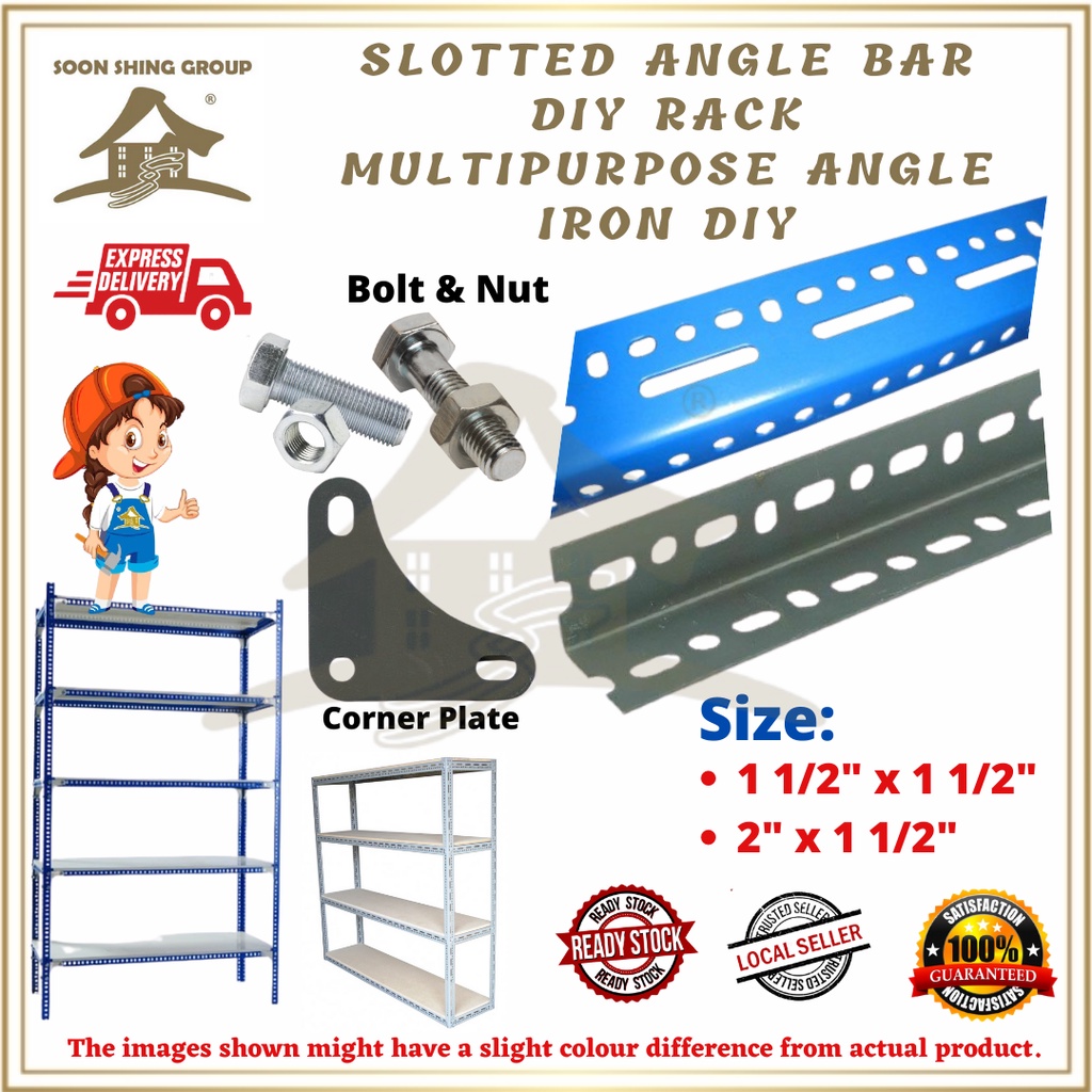Slotted Angle Bar DIY Rack Multipurpose Angle Iron DIY / Besi Angle Rak ...