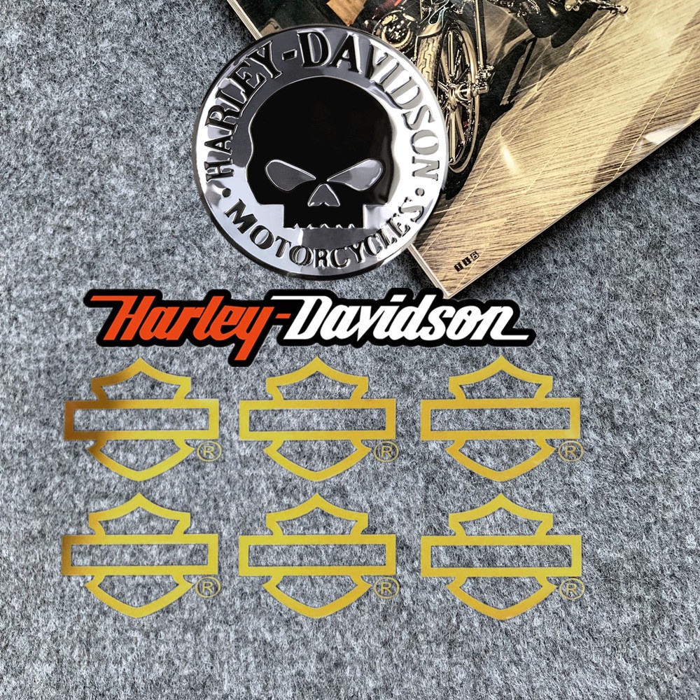 Harley stickers Reflective emblem LOGO Motorcycle Aluminum Decal Fuel ...