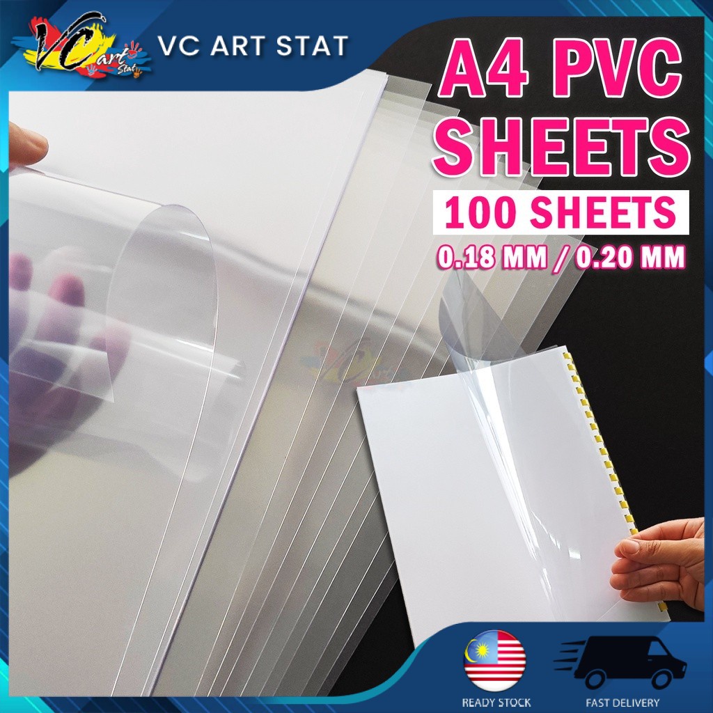 VC Art Plastic Sheet Cover 100s size A4 Rigid Sheet Multipurpose Transparent Binding PVC ...