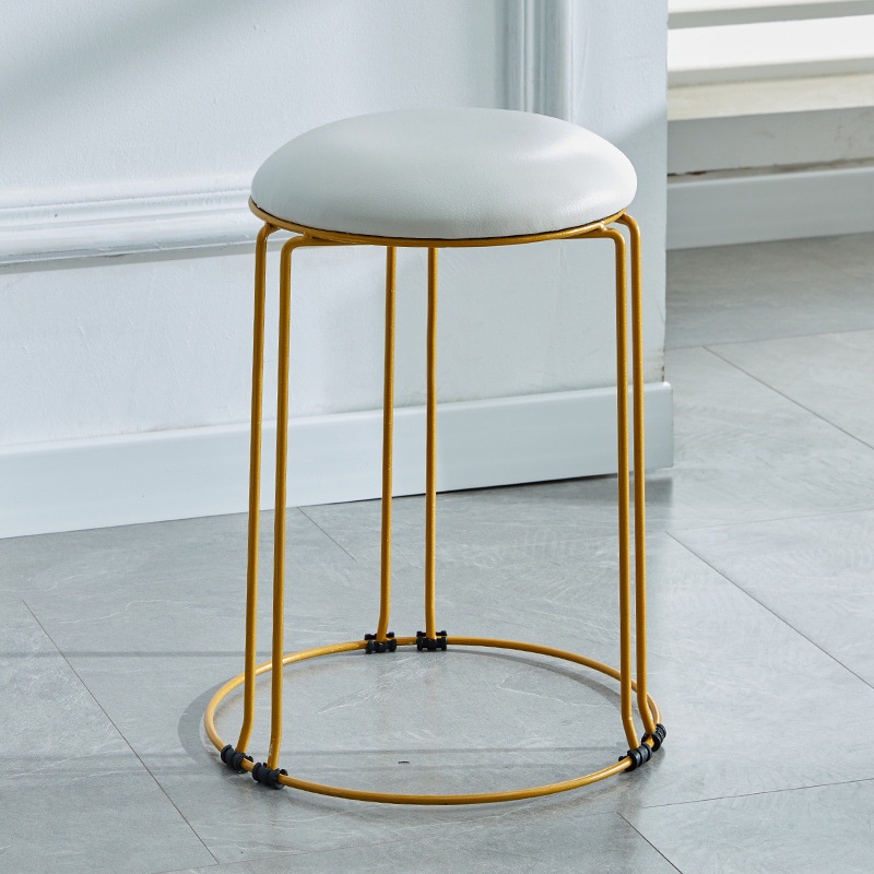 Nordic Stool Home Modern Minimalist 6 Gold Leg Steel Frame Round Low ...