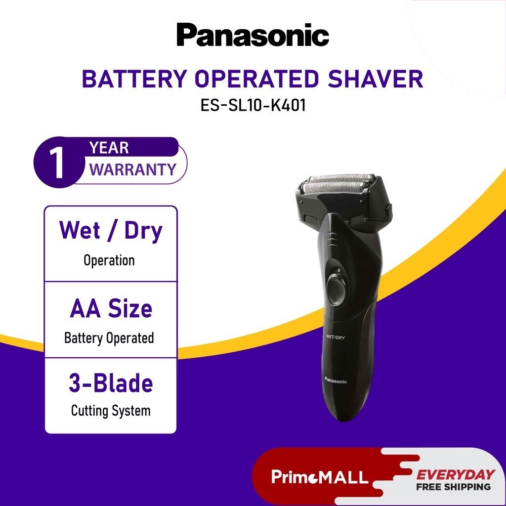 PANASONIC ES-SL10 Shaver Battery Operated 3-Blade Cutting WET DRY ES-SL10-K401 Washable Easy ...